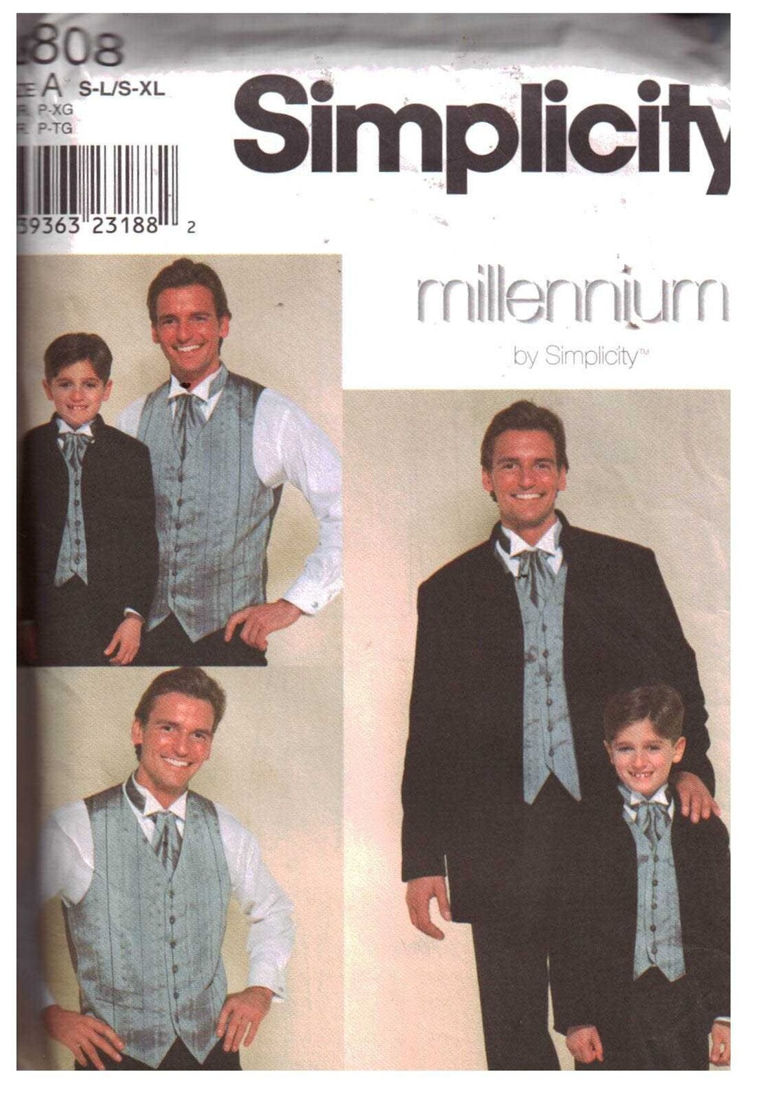 Simplicity, Mens & Boys' Jacket, Vest, Ascot- Boys' Sizes S-M-L, Men ...