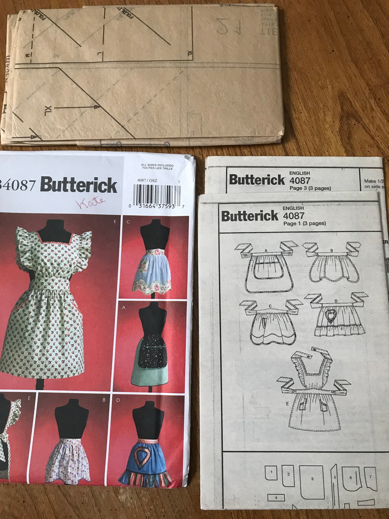 Butterick, 1950s Vintage Aprons, Sizes Small 8,10, Medium 12,14, Large ...
