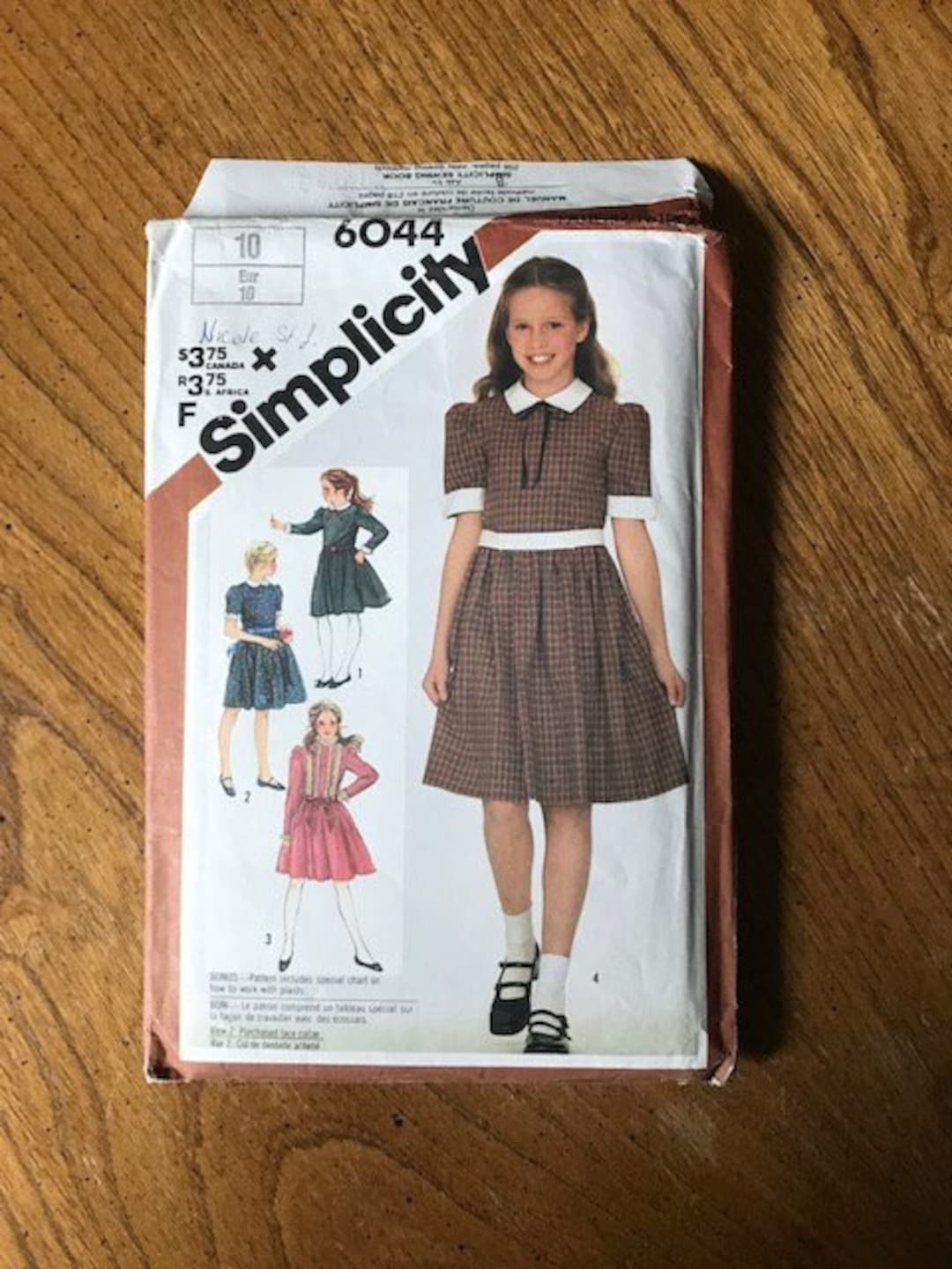 Vintage Simplicity, Girls' Dress, Gathered Skirt, Back Buttoned, Size ...