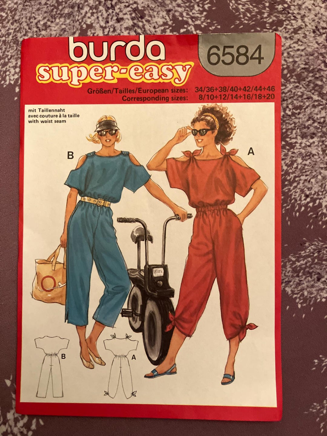 Burda Super Easy Jumpsuit, Sizes 34/36 (8-10), 9 Pattern Pieces ...