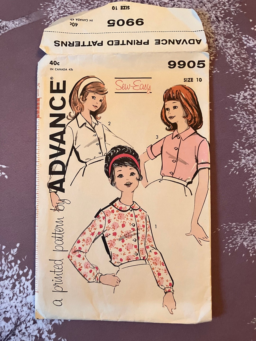 Advance Sew-easy Girls' Blouse Pattern 9905 Size 10 - Etsy