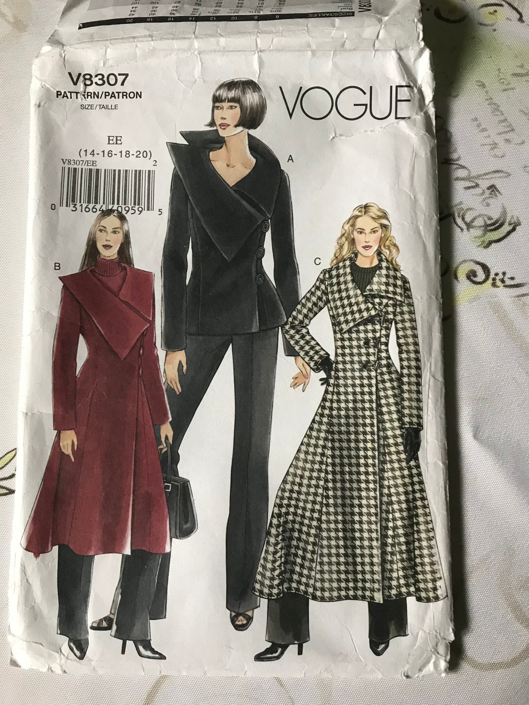 Vogue, Misses' Jacket & Coat, Sizes 14-16-18-20, Pattern V8307 - Etsy