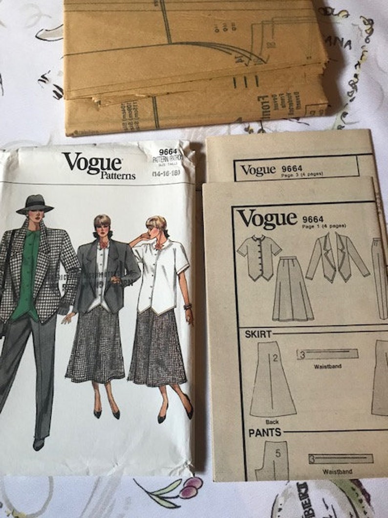 Hard to Find Sizes: Vogue Misses' Jacket, Skirt, Pants & Blouse, Sizes ...