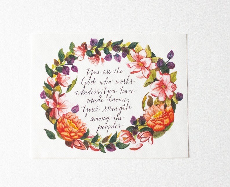God Who Works Wonders Psalm 77 14 Watercolor Pink Peonies Etsy
