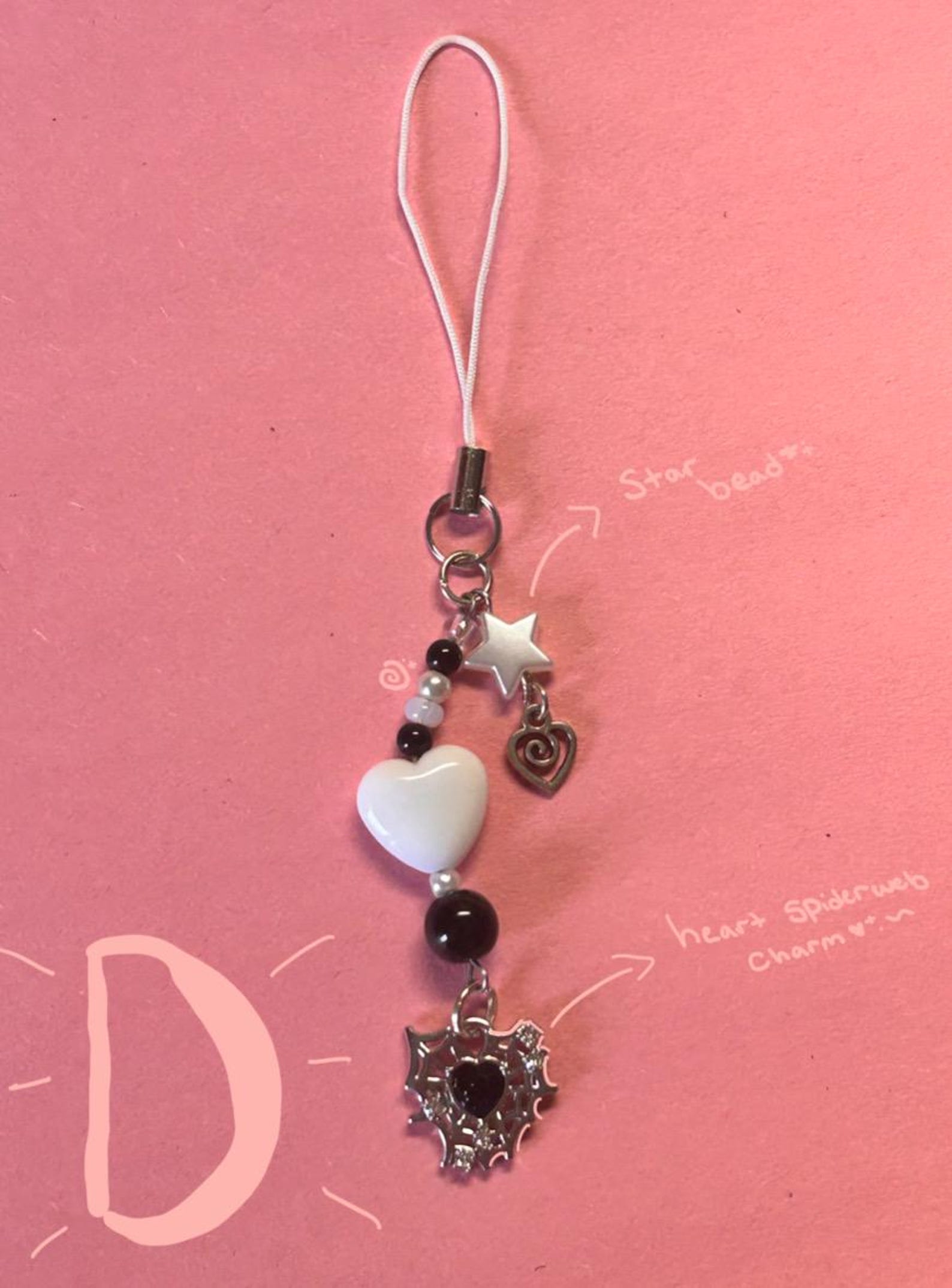 Emo Grunge Alternative Y2k Black, White and Red Phone Charm Collection ...