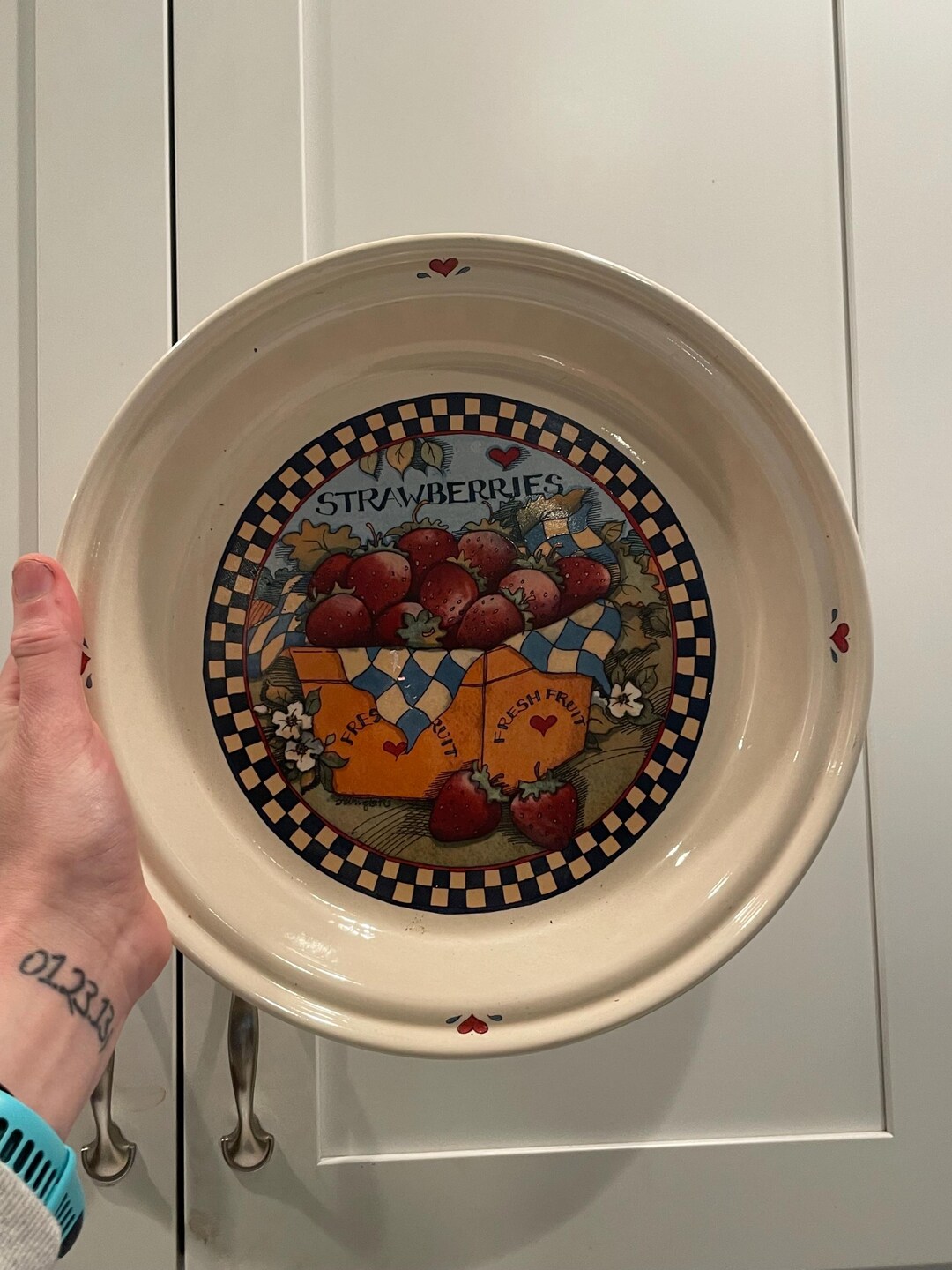 Vintage Susan Winget Ceramic Pie Plate 10” Featuring a "strawberries ...