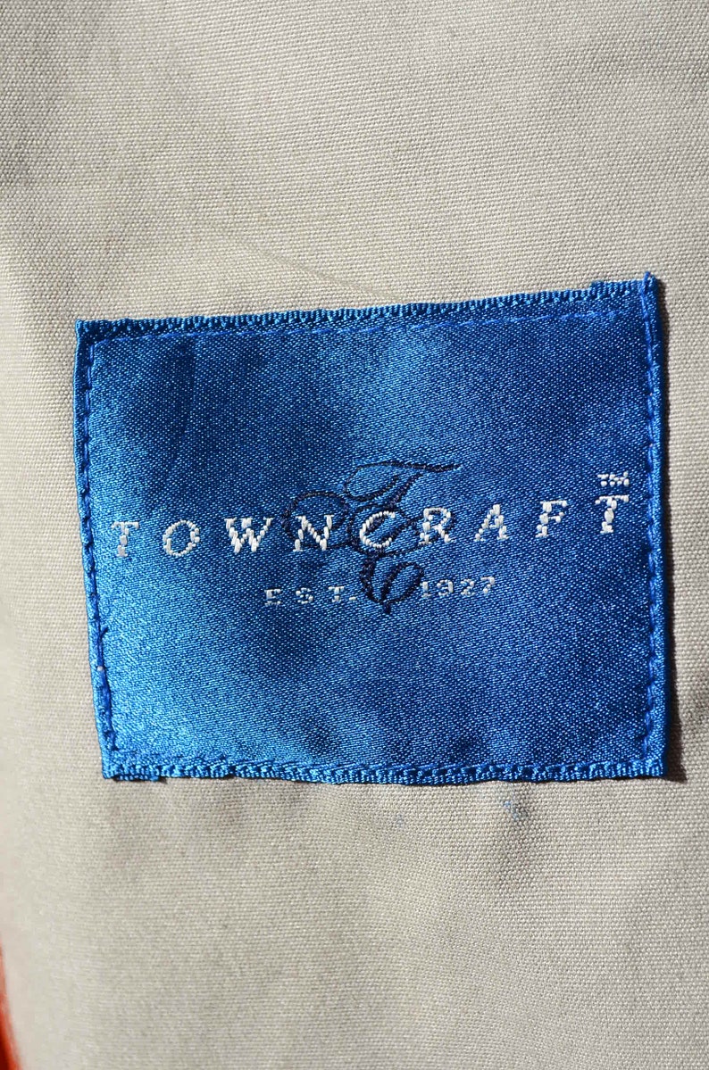 44L Long Vintage Towncraft Khaki Single-breasted Raincoat Overcoat W ...