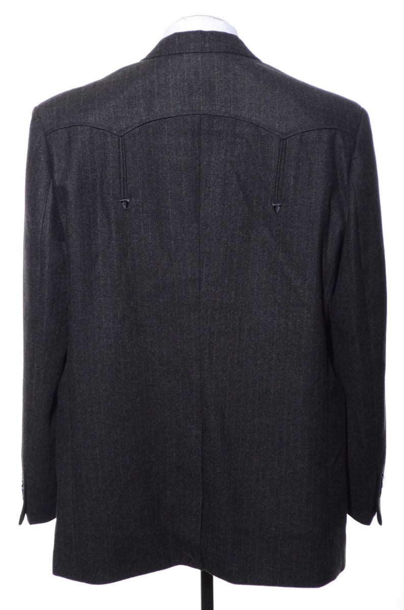 45L Long Vintage Western-style Cowboy Gray Striped Two-button Sport ...