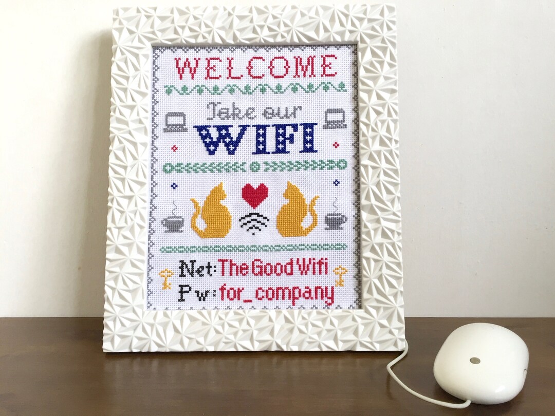 Pattern - Welcome, Take Our Wifi (cats & Coffee) Wireless Password Sign ...
