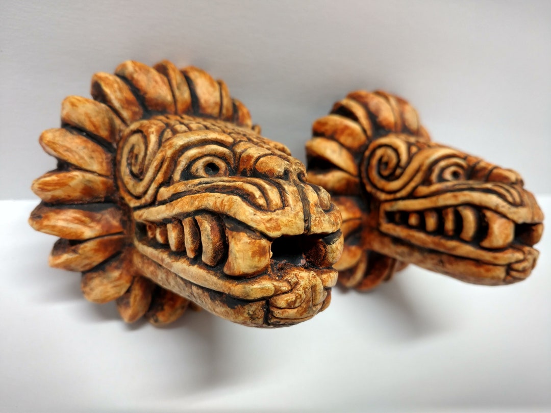 Aztec Mayan 2 Feathered Serpent Set Sculpture Calendar Statue - Etsy