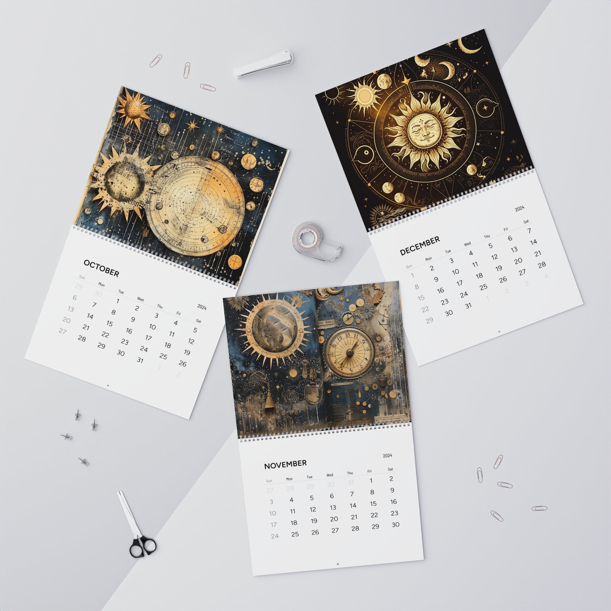 Celestial wall calendar 2024, astrology wall calendar 2024, universe ...
