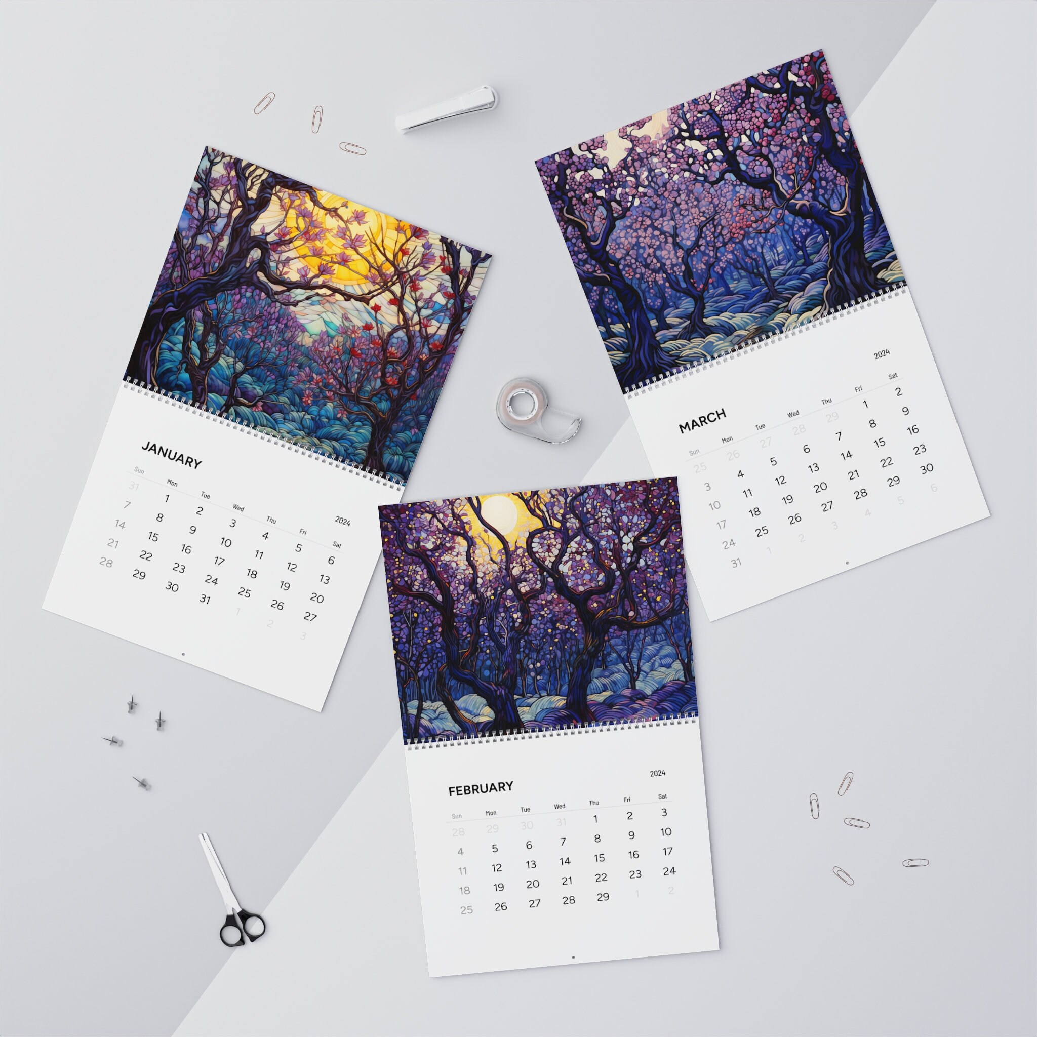 Plum tree wall calendar 2024, plum fruit wall calendar 2024, nature ...