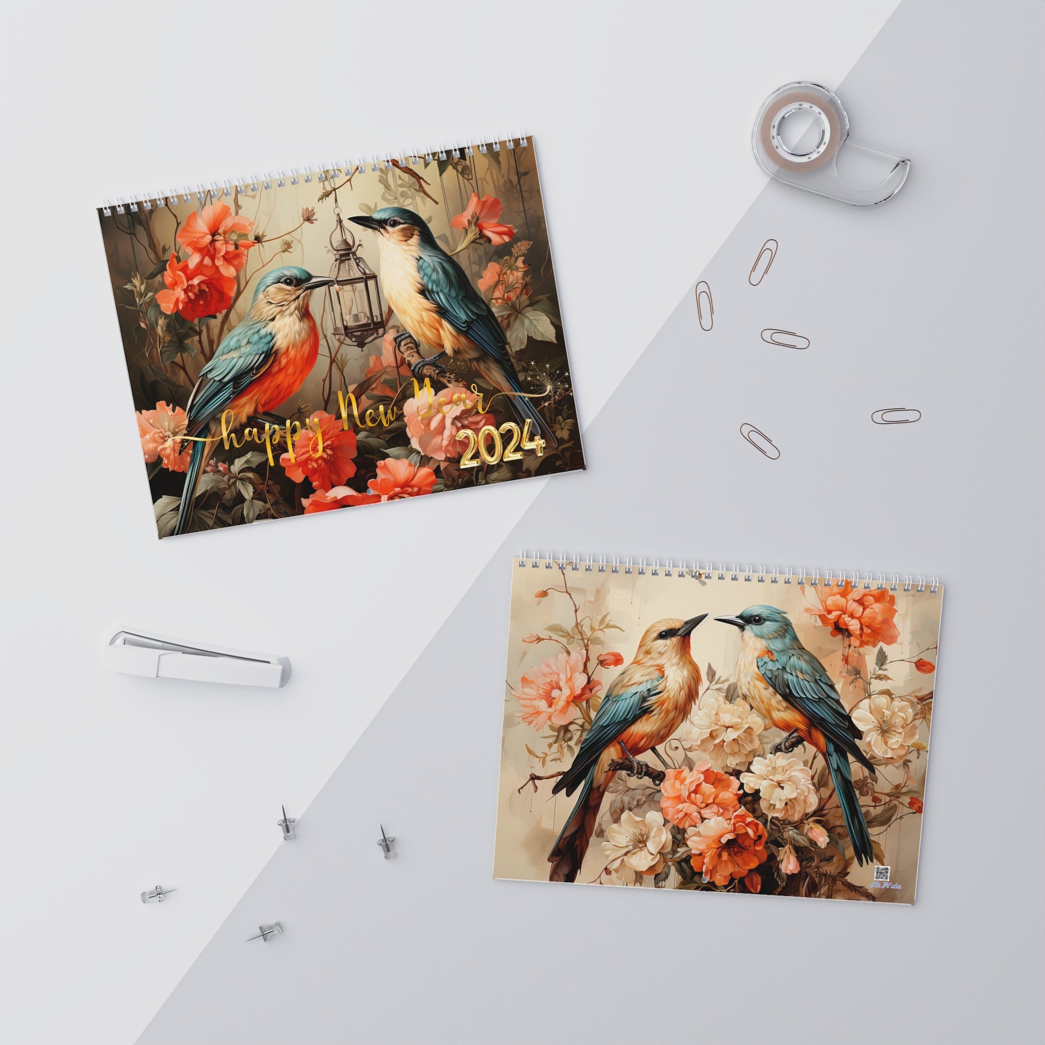 bird wall calendar 2024, wildflower bird wall calendar 2024, vintage ...