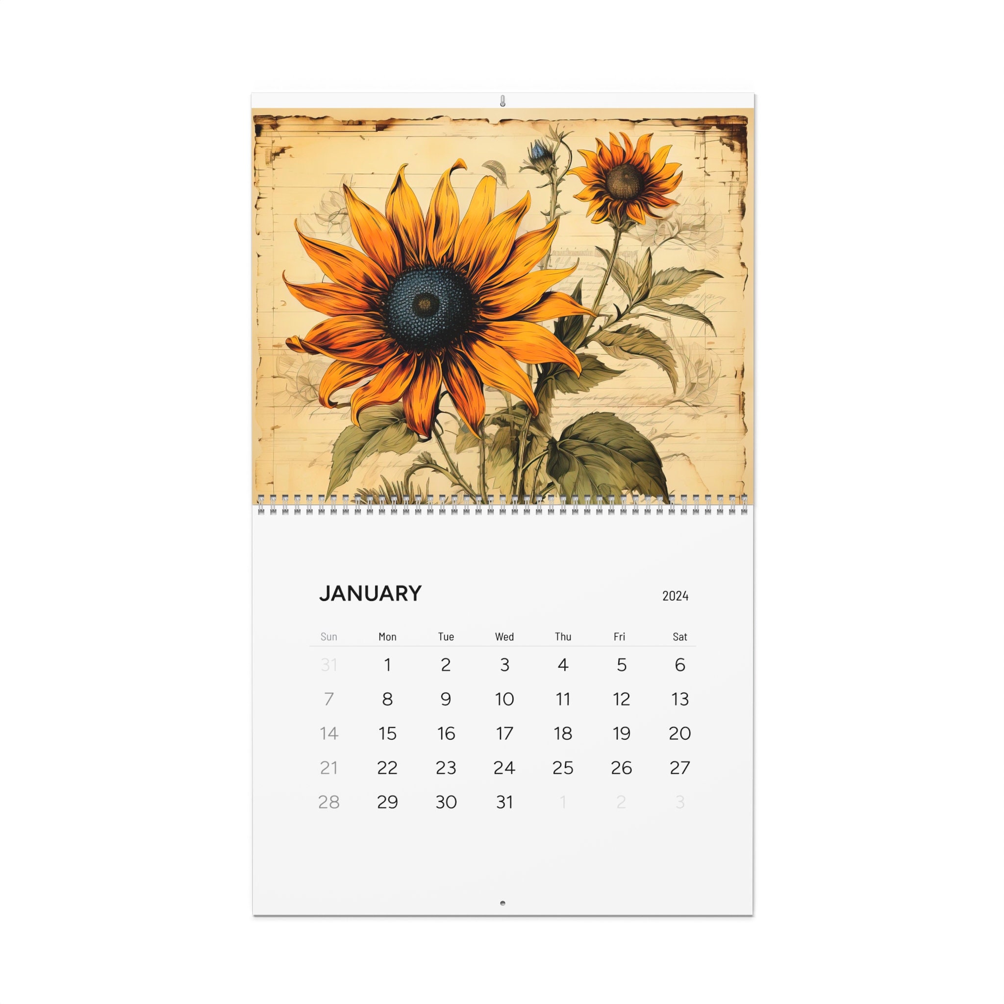 daisy wall calendar 2024, butterfly wall calendar 2024, bee wall ...