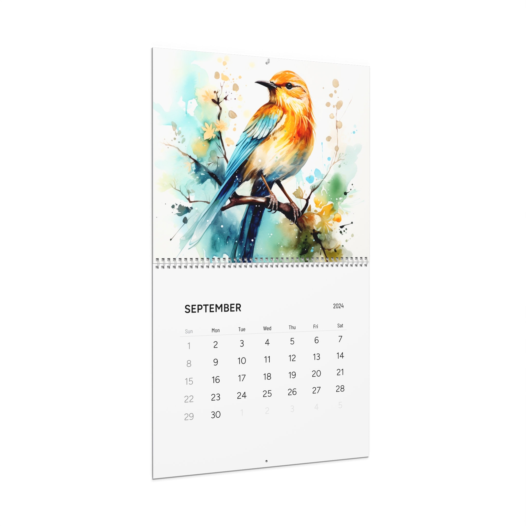 2024 bird tree wall calendar, bird calendar 2024, watercolor bird ...