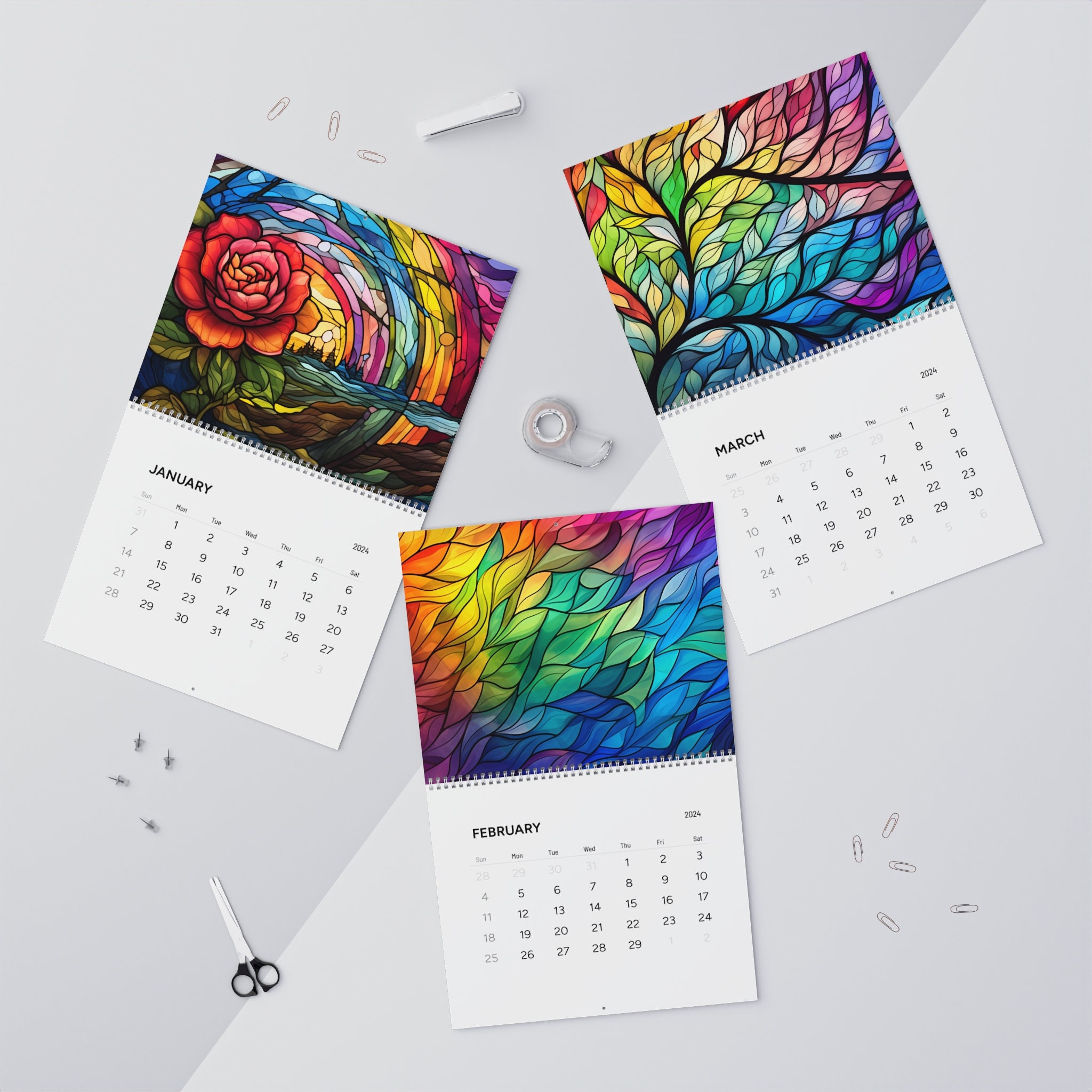 Stained glass wall calendar 2024, gay wall calendar 2024, beautiful ...