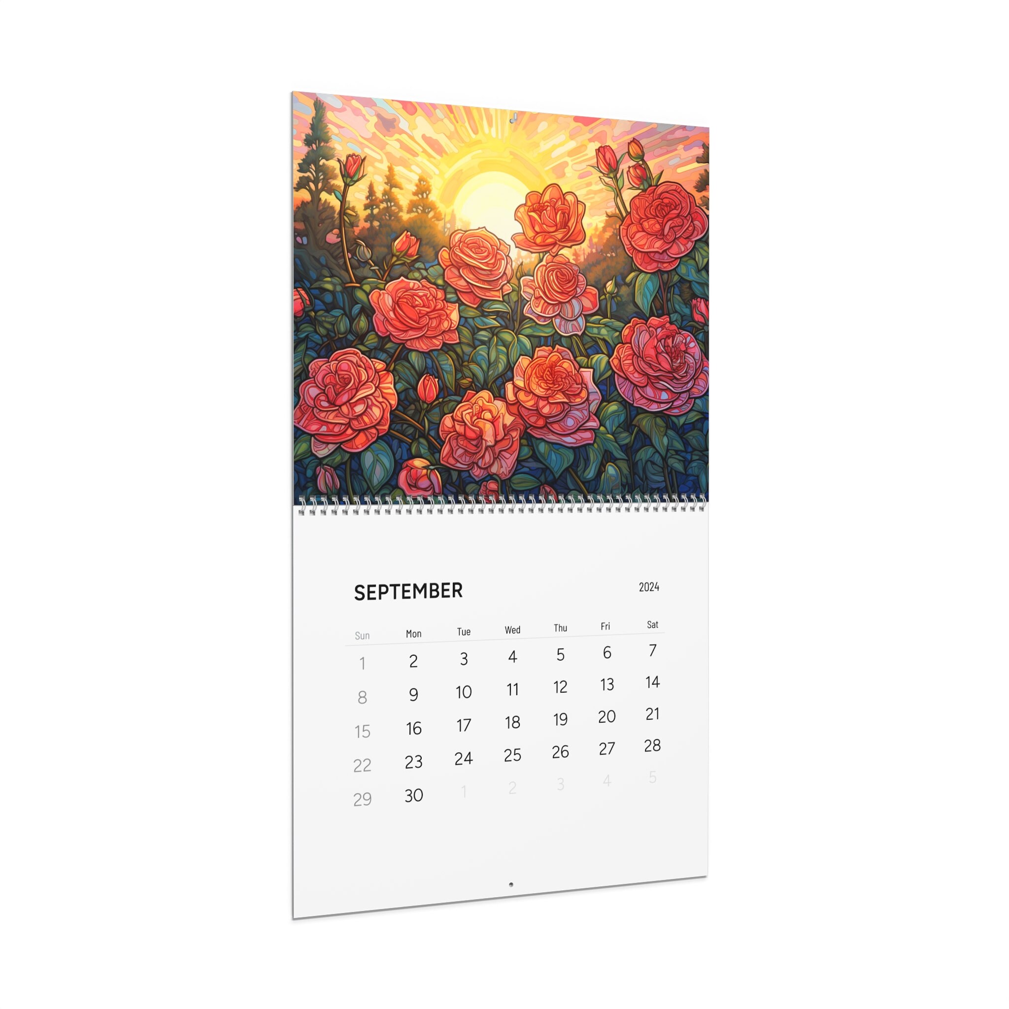 Rose wall calendar 2024, forest rose sunrise wall calendar 2024, nature ...
