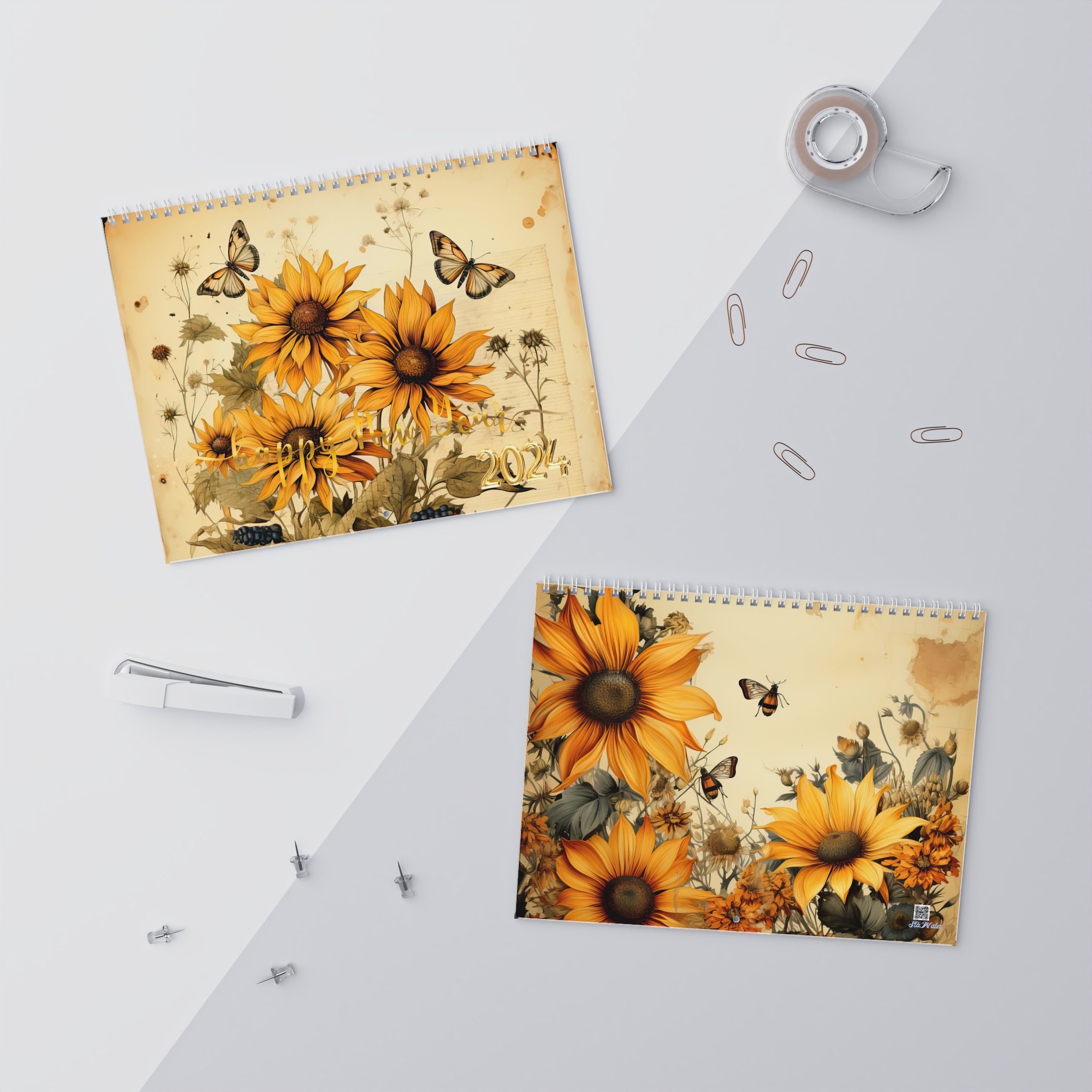 daisy wall calendar 2024, butterfly wall calendar 2024, bee wall ...