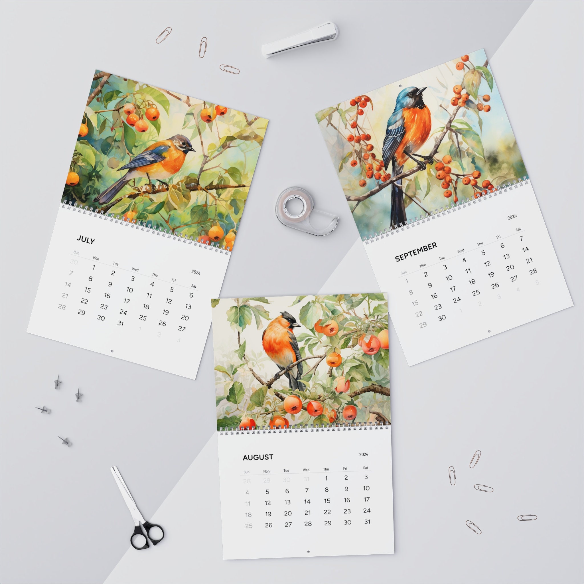 Bird calendar 2024, bird fruit tree calendar 2024, 2024 calendar bird ...