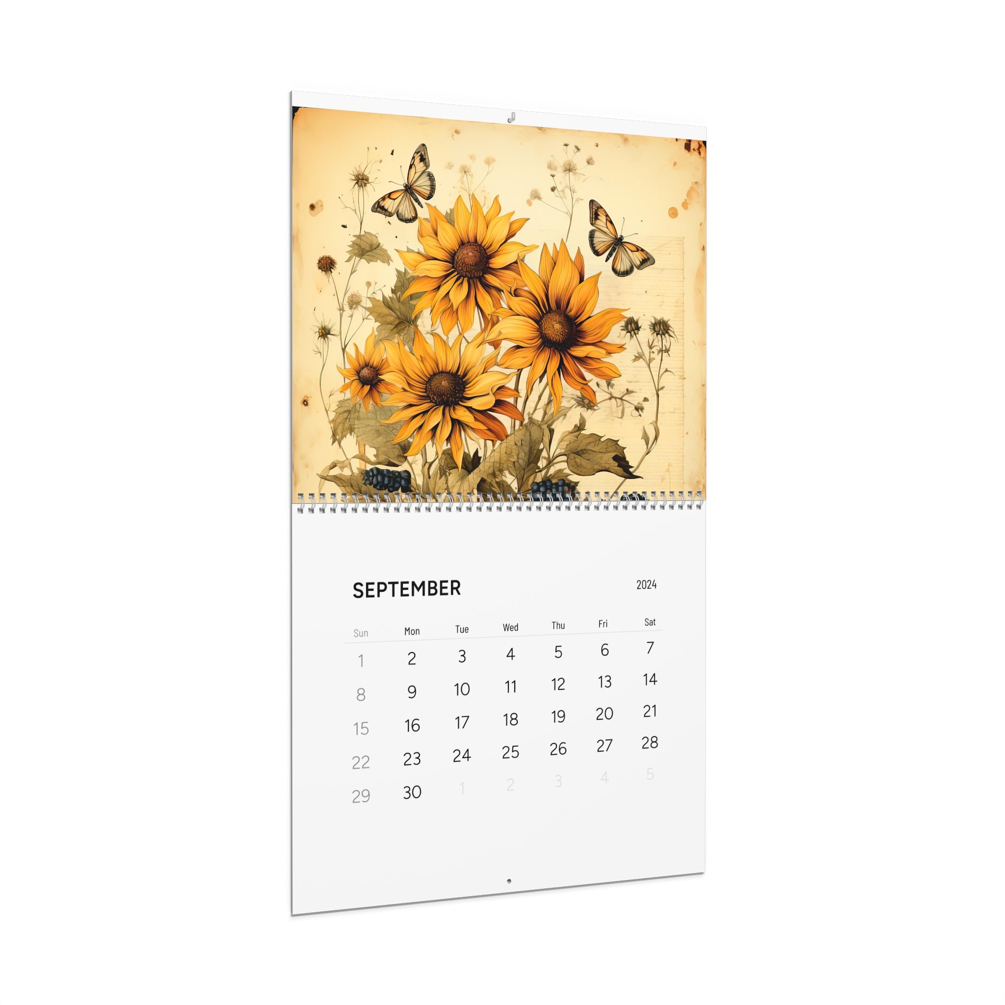 daisy wall calendar 2024, butterfly wall calendar 2024, bee wall ...