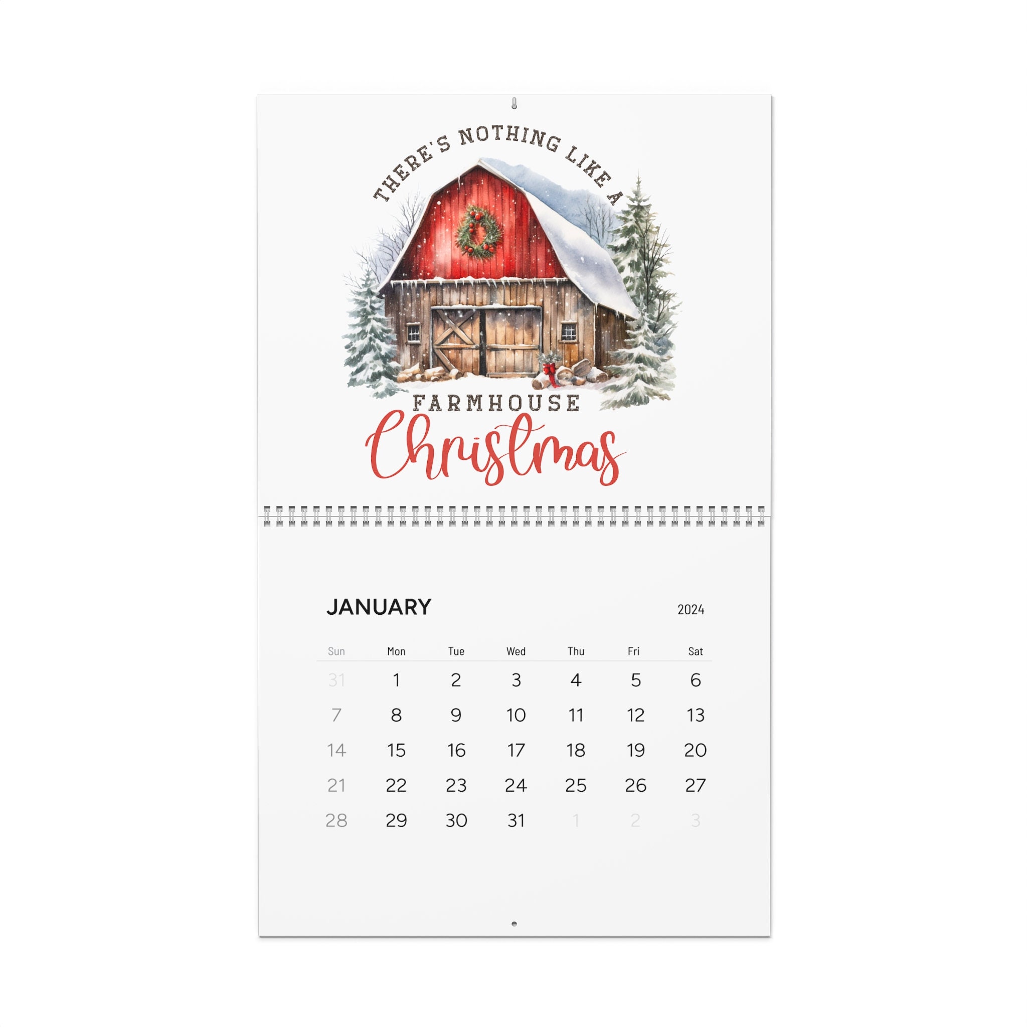 Christmas farm wall calendar 2024, farm house wall calendar 2024 ...