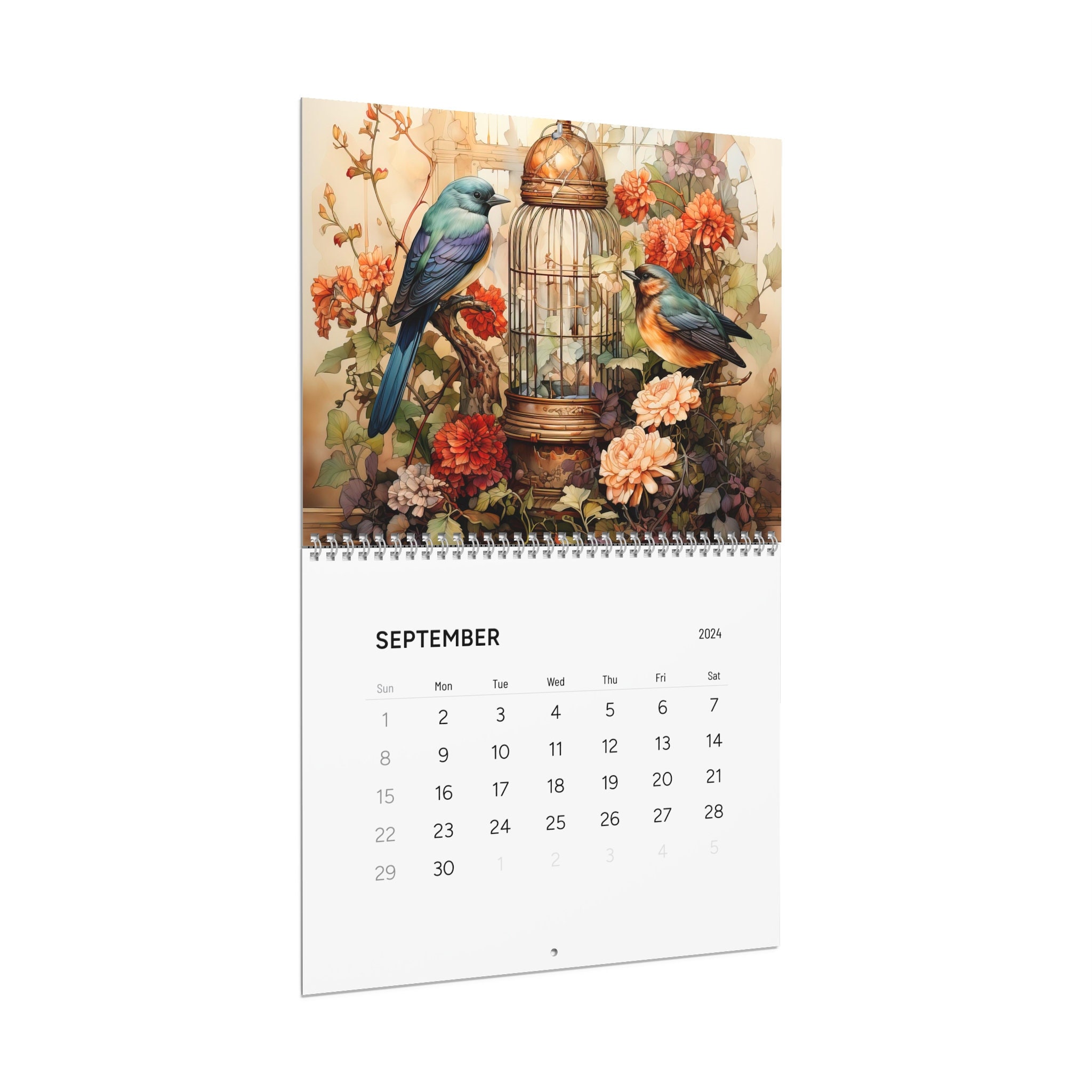bird wall calendar 2024, wildflower bird wall calendar 2024, vintage ...