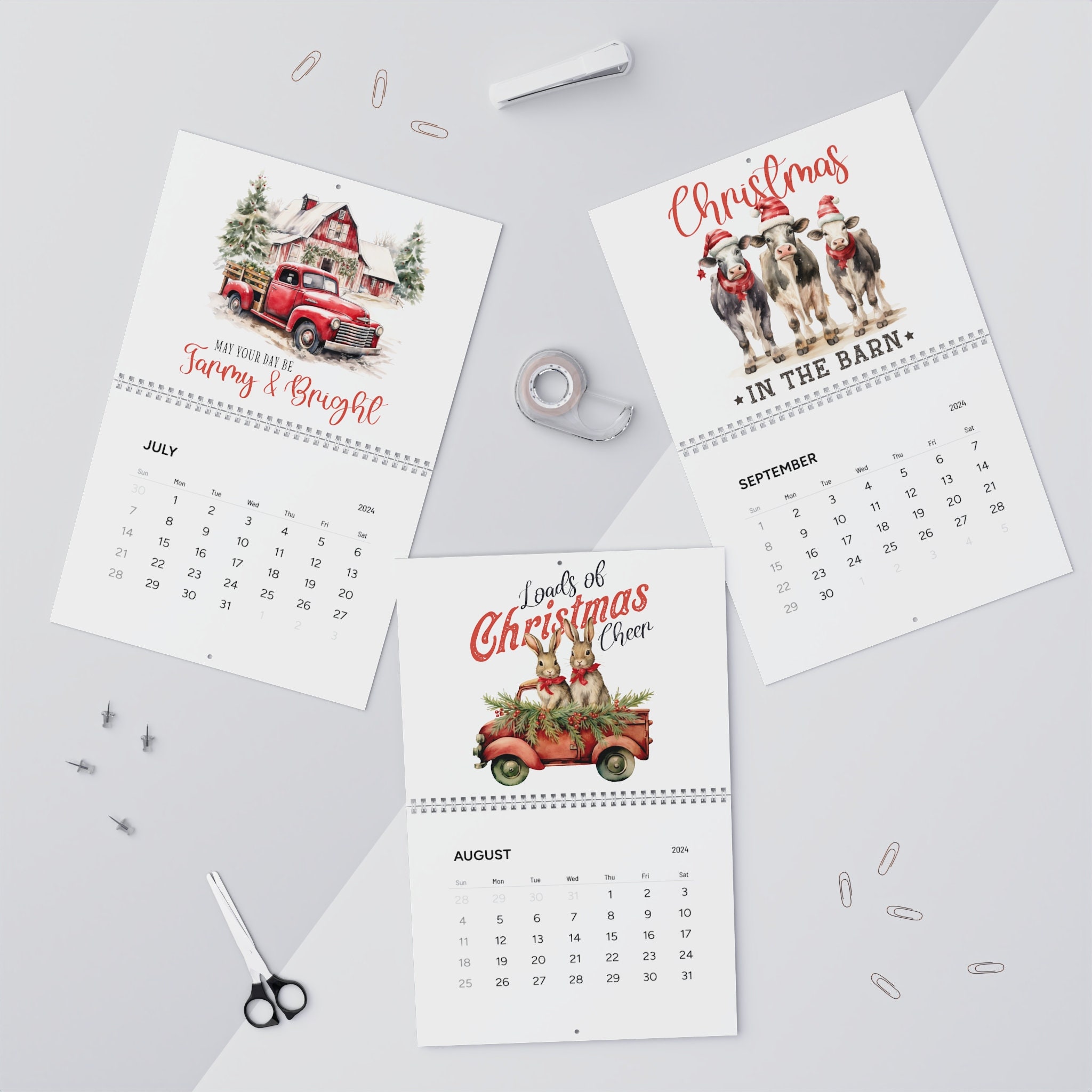 Christmas farm wall calendar 2024, farm house wall calendar 2024 ...