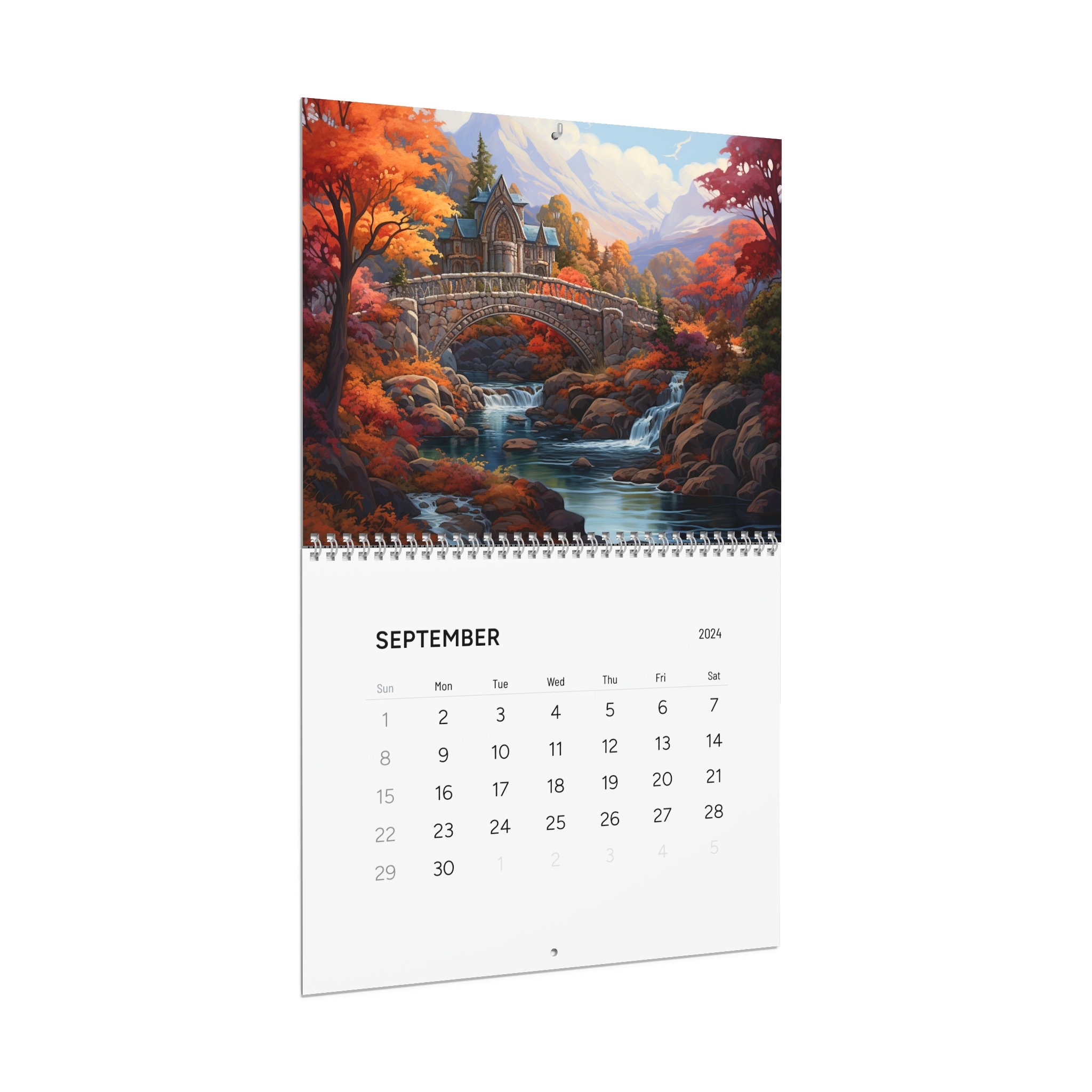Fall wall calendar 2024, mountain calendar 2024, bridge calendar 2024 ...