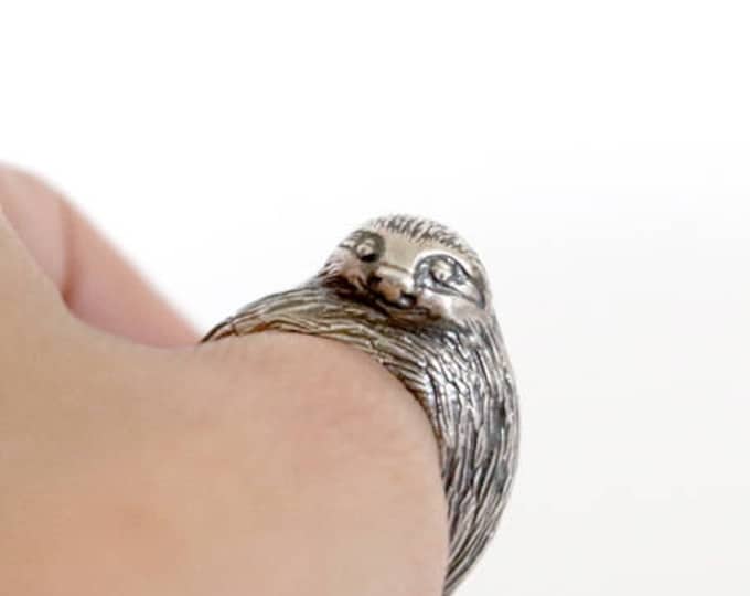 Sloth Ring in Silver or Brass - Etsy