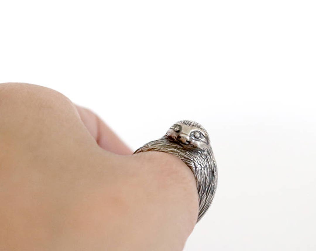 Sloth Ring in Silver or Brass - Etsy