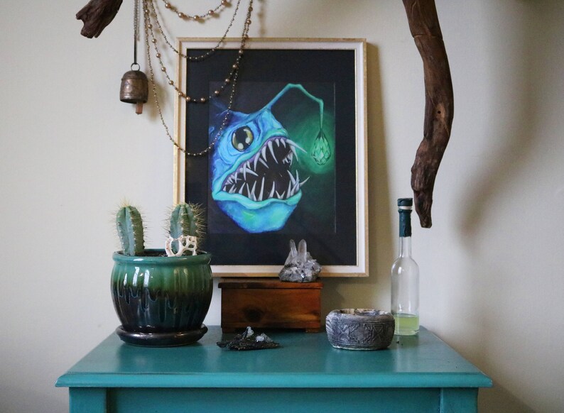 Art Print Emerald Angler Fish Animal Prints - Etsy