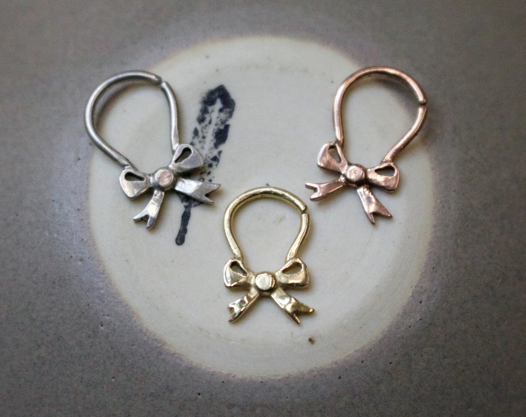 STERLING SILVER Handmade Bow Septum Ring | Body Jewelry - Etsy