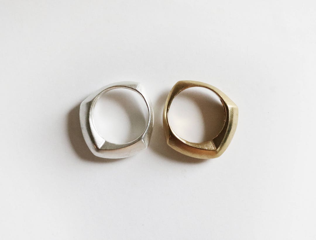 Ring | Handmade Geometric Scale Ring, Silver and Brass | Handmade ...