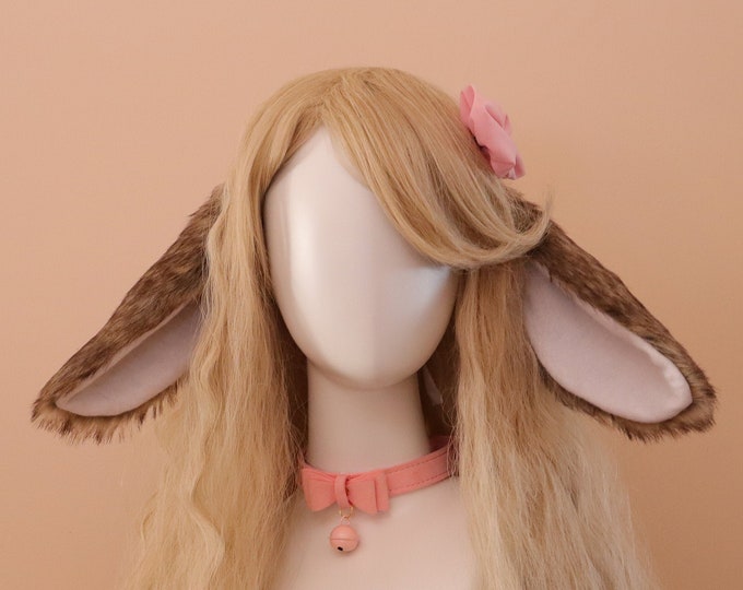 Brindle Floppy Bunny Rabbit Puppy Ears Headband Easter Faux Fur Beige ...