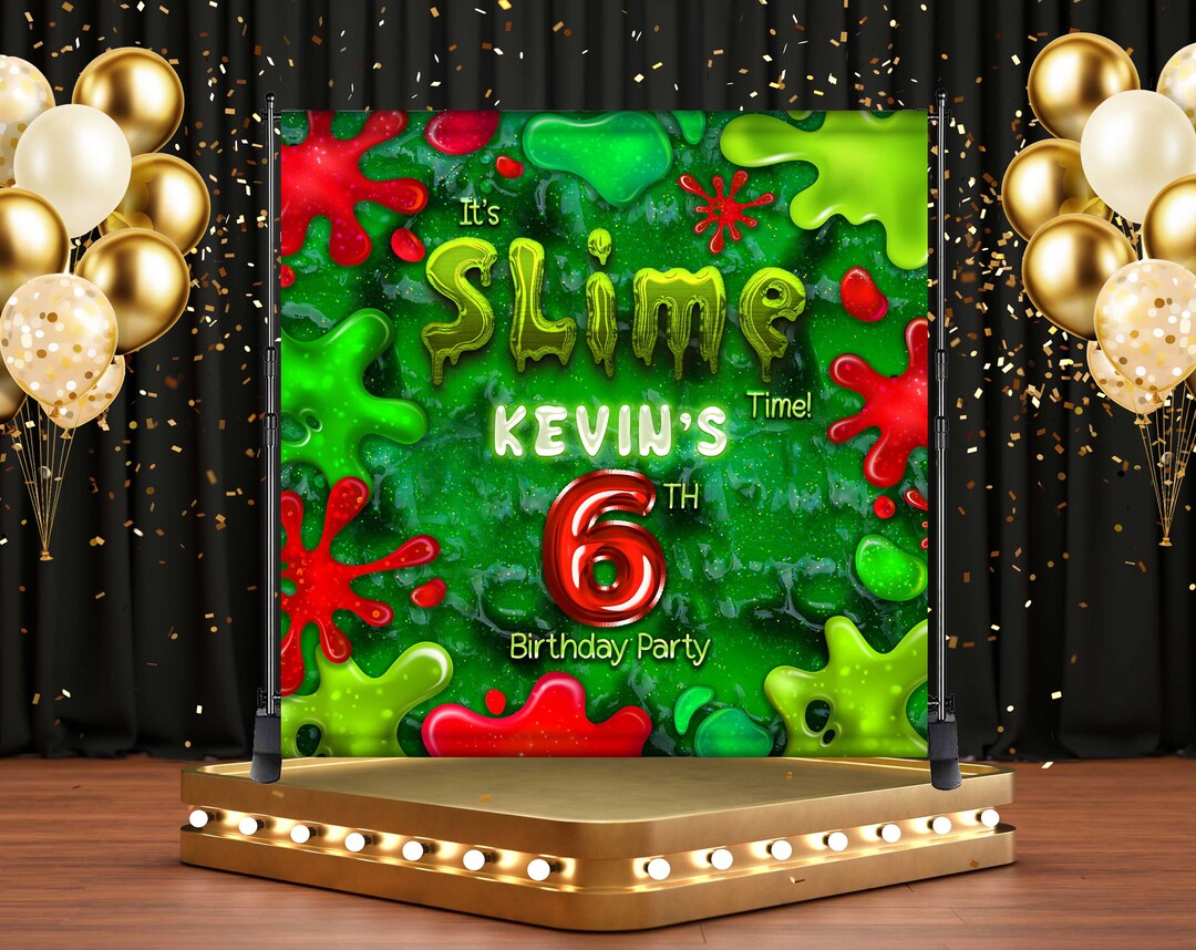 Slime Signs Slime Banner Slime Time Birthday Backdrop - Etsy