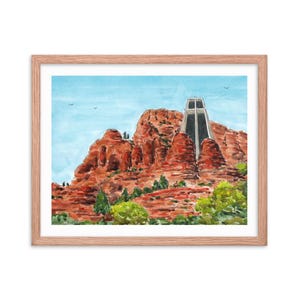 Sedona Chapel of the Holy Cross Art Print | Watercolor Sketch Drawing ...