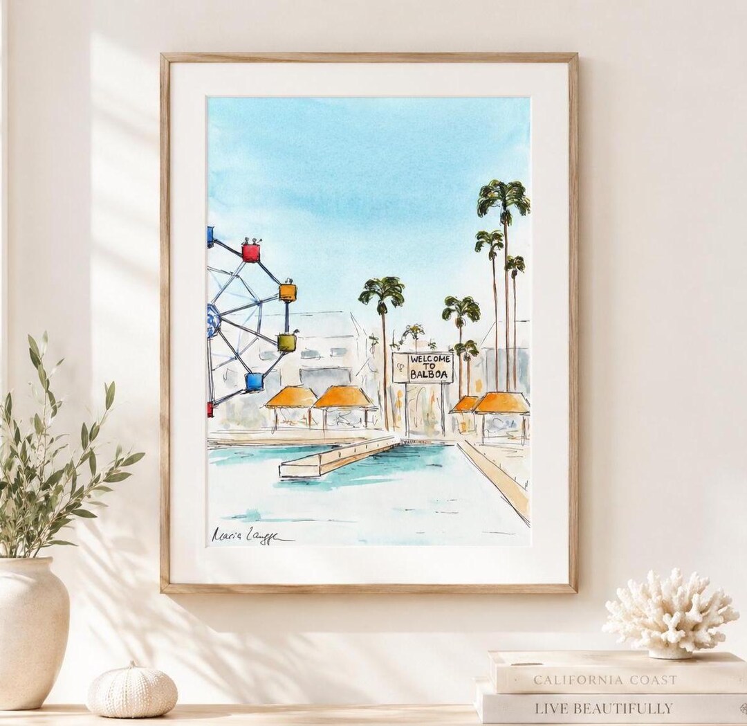 Balboa Island Framed Art, Newport Beach California Coastal Wall Decor ...