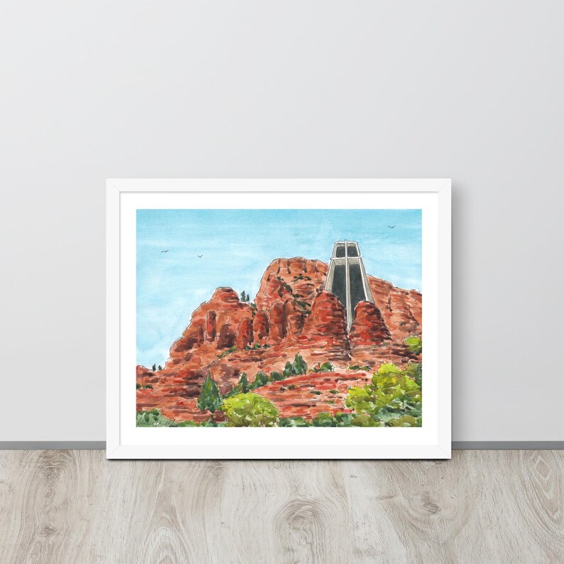 Sedona Chapel of the Holy Cross Art Print | Watercolor Sketch Drawing ...