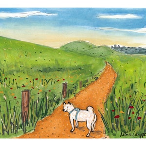 Original Dog Painting | A Perfect Day for a Stroll: Adorable Dog on a ...