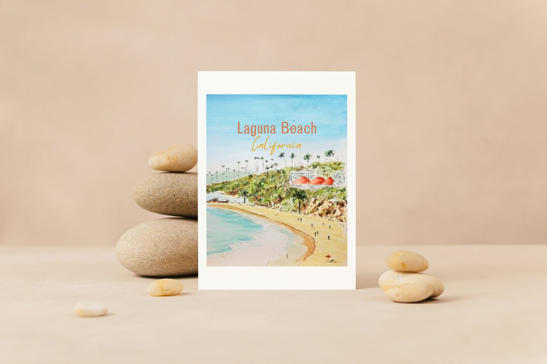 Laguna Beach Watercolor Greeting Card: California Art Thank You Notes ...