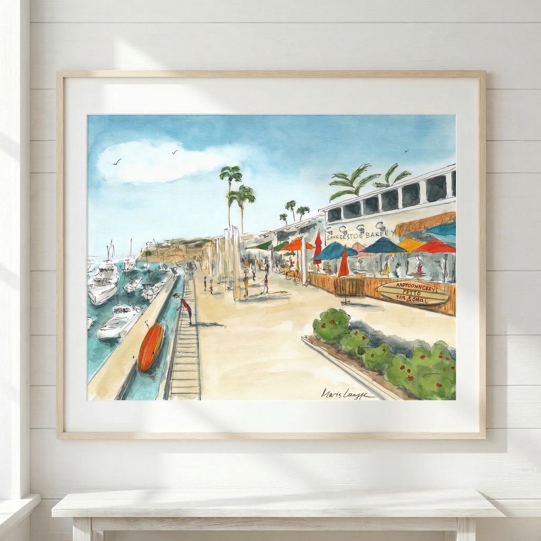 Dana Point Harbor Art Print, Harpoon Henrys Coastal Wall Art ...