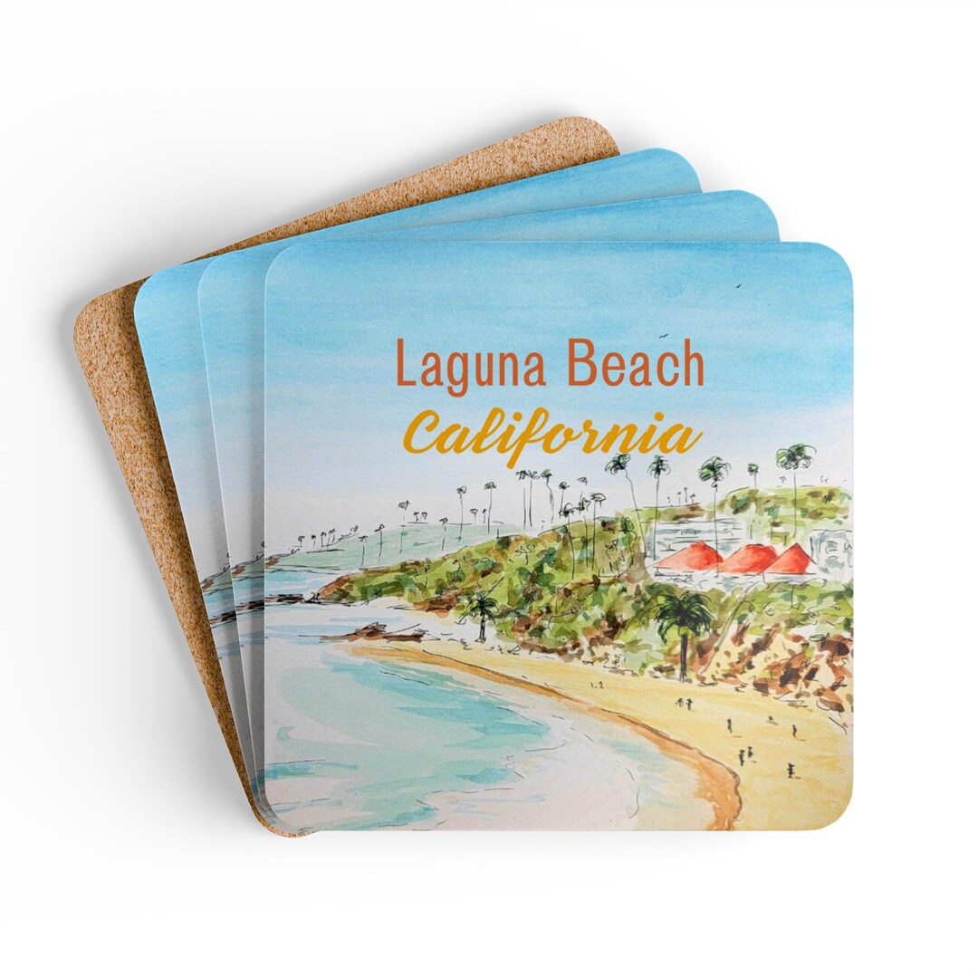 Laguna Beach California Drink Coasters - Personalized Custom Gift for ...