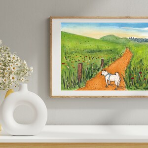 Original Dog Painting | A Perfect Day for a Stroll: Adorable Dog on a ...
