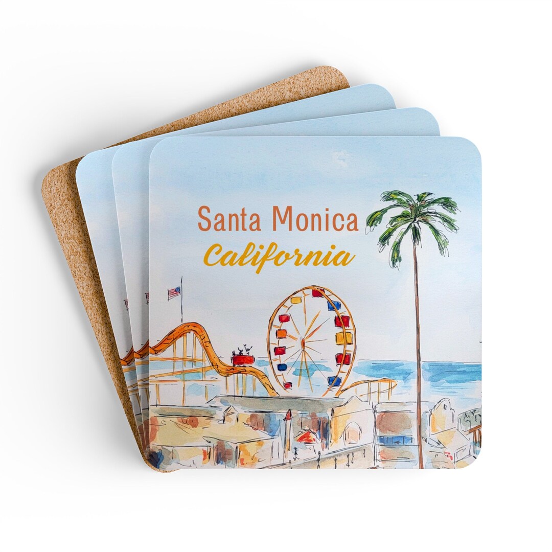 Santa Monica Pier Drink Coasters - Personalized Custom Gift for Home ...