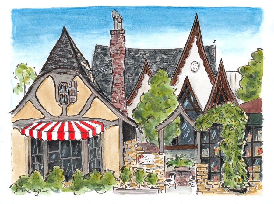 Original Carmel-by-the-sea Watercolor Painting: Fairytale Cottage Art ...