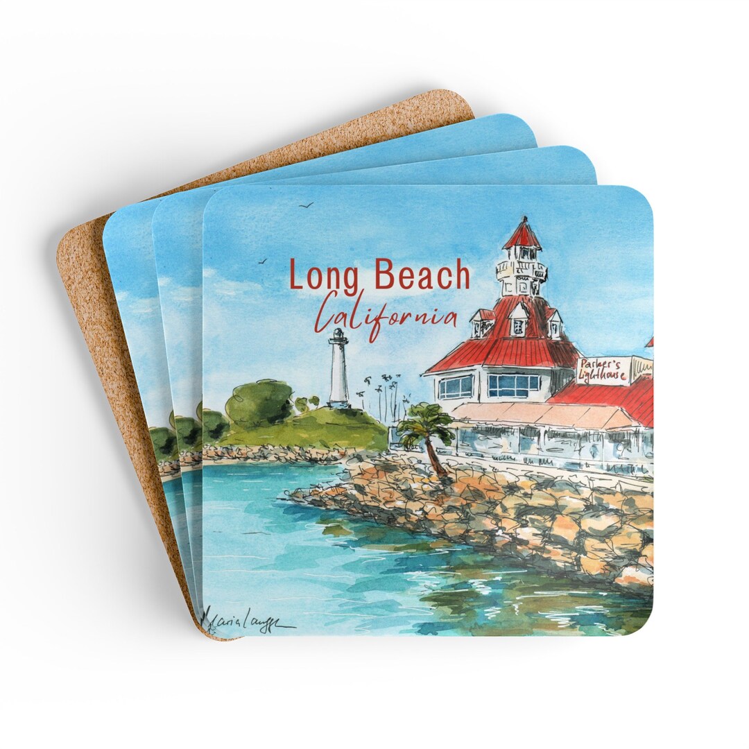 Long Beach Drink Coasters - Personalized Custom Gift for Home Décor and ...