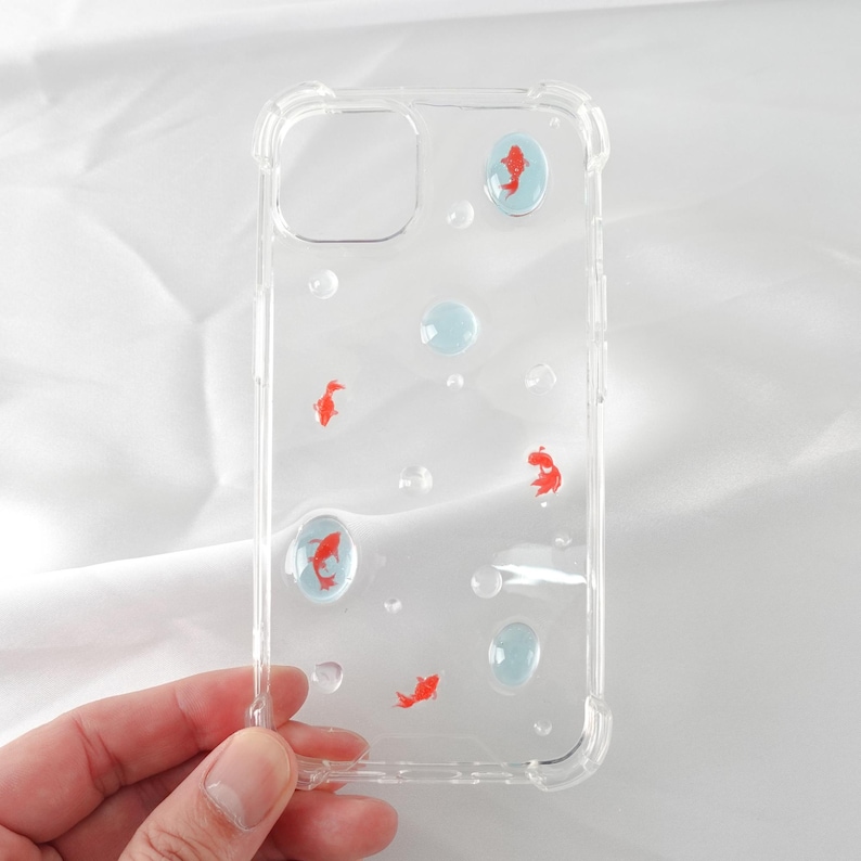 Handmade Resin Phone Case | Fish Water Drop iPhone Case 16, 15, 14, 13 ...