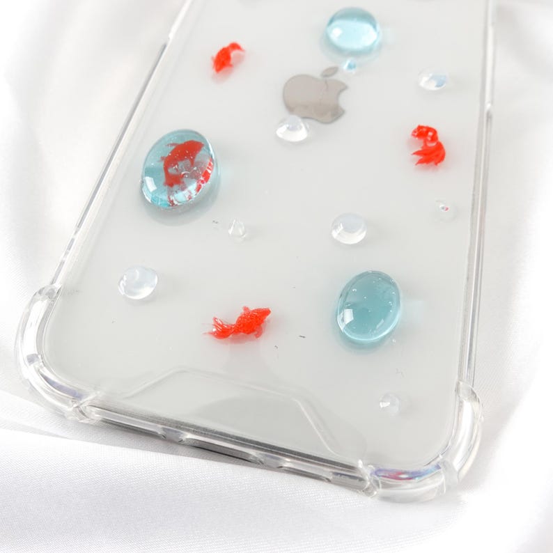 Handmade Resin Phone Case | Fish Water Drop iPhone Case 16, 15, 14, 13 ...