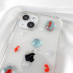 Handmade Resin Phone Case | Fish Water Drop iPhone Case 16, 15, 14, 13 ...