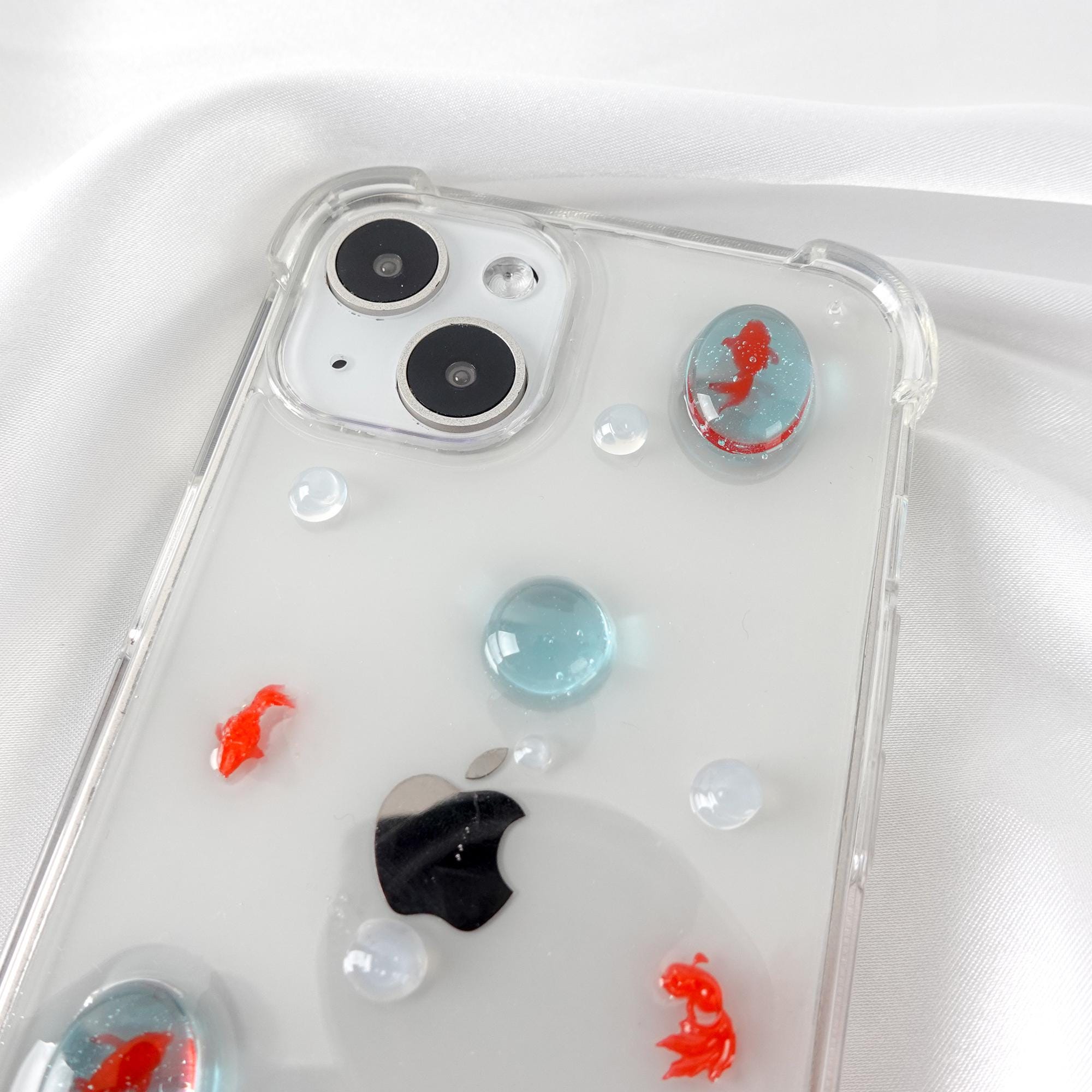 Handmade Resin Phone Case | Fish Water Drop iPhone Case 16, 15, 14, 13 ...